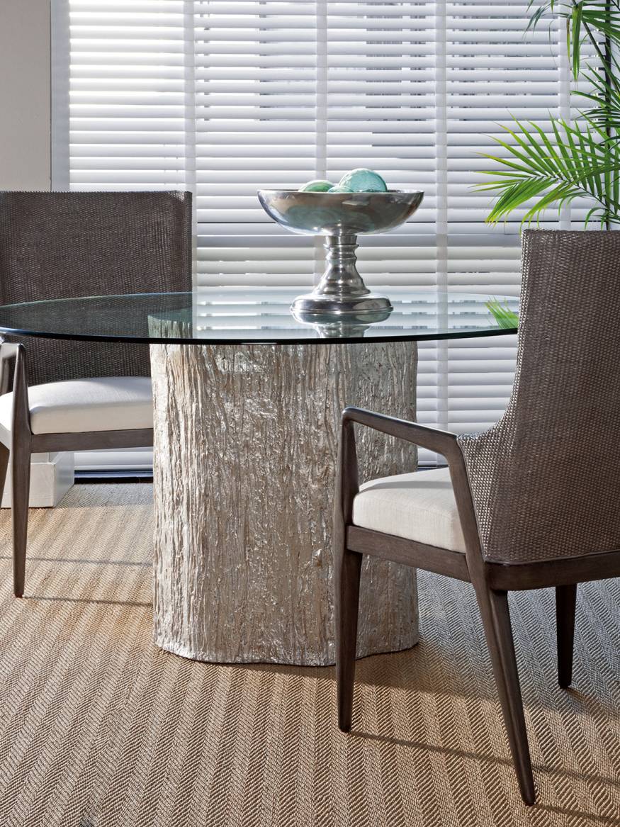 2037-870-56C | Trunk Segment Round Dining Table With Glass Top Silver