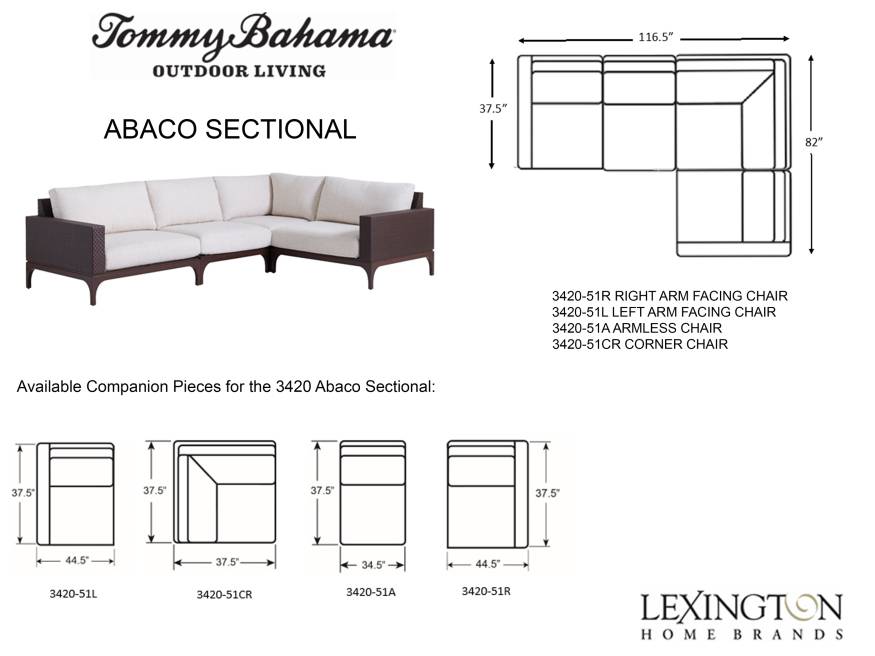 3420-SECT | Abaco Sectional | Abaco| Lexington Home Brands