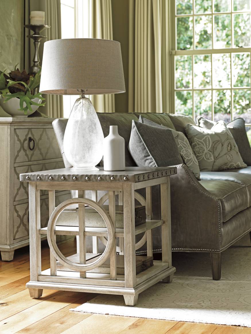 714-955 | Lewiston Square Lamp Table | Oyster Bay| Lexington Home