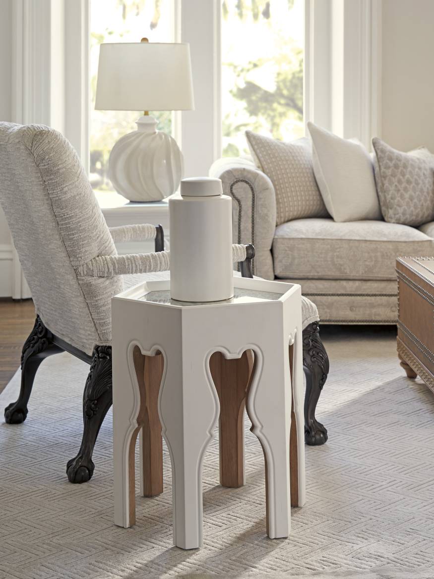 937-951BU | Bilbao Hexagonal End Table With Buff Accents | Villa
