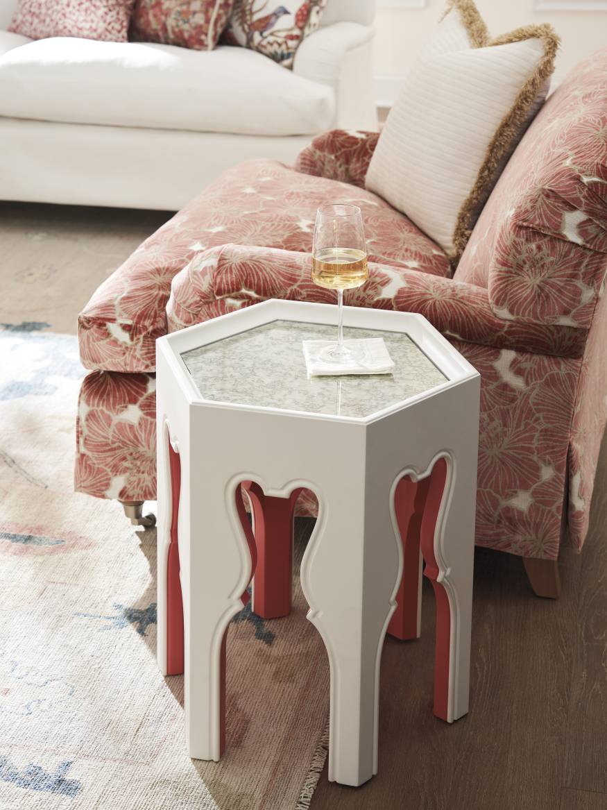 937-951CR | Bilbao Hexagonal End Table With Coral Accents | Villa