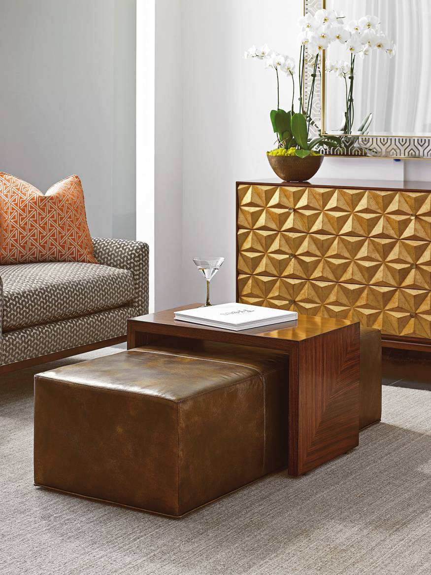 LL1784-25T | Broadway Leather Cocktail Ottoman With Slide | Lexington